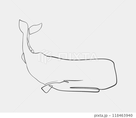 Minimalist one-line drawing of a whaleのイラスト素材 [118463940] - PIXTA
