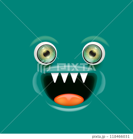 Cartoon green monster face with open mouth,...のイラスト素材 [118466031] - PIXTA