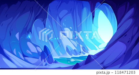 Ice cave landscape, illuminated by a glowing...のイラスト素材 [118471203] - PIXTA