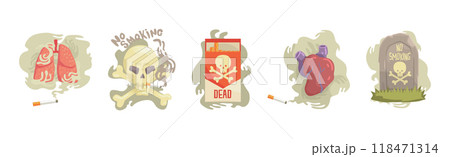 Harmful Habit and Bad Toxic Addiction Object...のイラスト素材 [118471314] - PIXTA