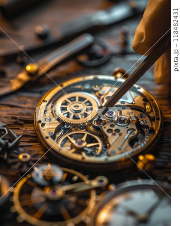 A close-up of a watch repair technician...のイラスト素材 [118482431] - PIXTA