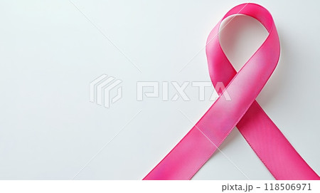 A pink ribbon laid out on a clean white...のイラスト素材 [118506971] - PIXTA