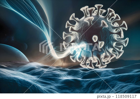 coronavirus against futuristic background....のイラスト素材 [118509117] - PIXTA