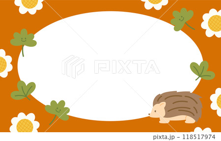 Rectangle, autumn orange frame of hedgehog,...のイラスト素材 [118517974] - PIXTA