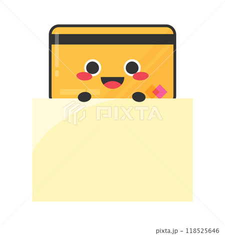 Cute cartoon credit card character is holding a...のイラスト素材 [118525646 ...