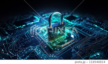 A modern depiction of cybersecurity and data...のイラスト素材 [118540814] - PIXTA