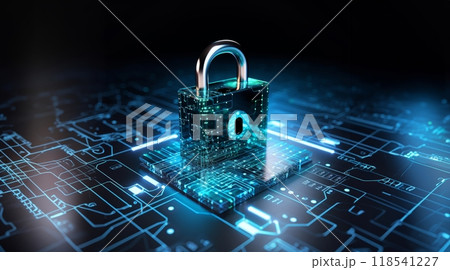 A modern depiction of cybersecurity and data...のイラスト素材 [118541227] - PIXTA