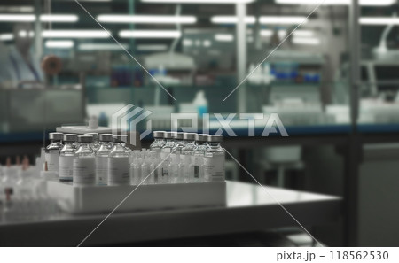 Many glass jars with vaccines against covid,...のイラスト素材 [118562530] - PIXTA