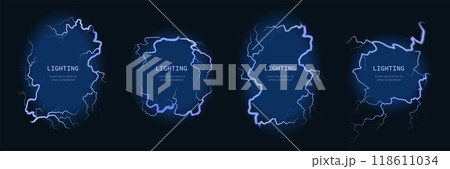 Lightning frames. Storm thunderbolts borders,...のイラスト素材 [118611034] - PIXTA