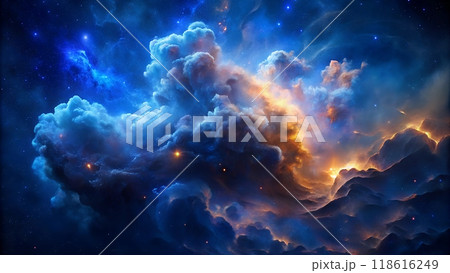 Blue nebula clouds in spaceのイラスト素材 [118616249] - PIXTA