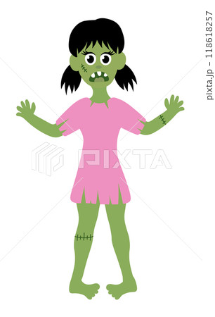 Zombie girl. Halloween Living dead. Cartoon...のイラスト素材 [118618257] - PIXTA