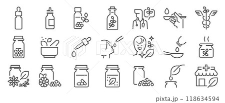 Homeopathy icon set. It included alternative,...のイラスト素材 [118634594] - PIXTA