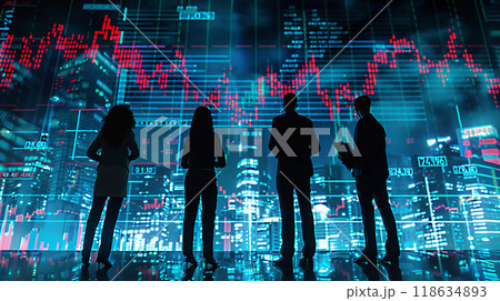 Team of analysts presenting benchmarking data,...のイラスト素材 [118634893 ...