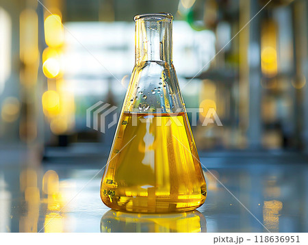 Beaker containing yellow liquid, educational...のイラスト素材 [118636951] - PIXTA