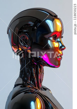 Robot humanoid woman, portrait, chromeのイラスト素材 [118650223] - PIXTA