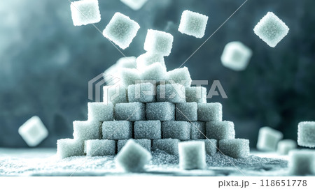 Sugar cubes forming a pyramid shape with some...のイラスト素材 [118651778] - PIXTA