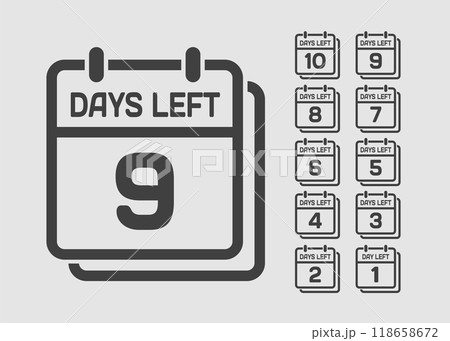 Countdown daily page calendar icon - 9 days leftのイラスト素材 [118658672] - PIXTA