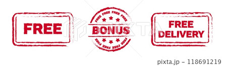 Free red sticker stamp for marketplace.のイラスト素材 [118691219] - PIXTA