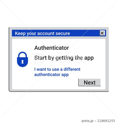 Old authenticator window in blue color. Retro...のイラスト素材 [118691255] - PIXTA