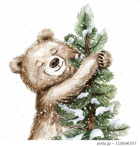 A bear is reaching for a star on top of a...のイラスト素材 [118696357] - PIXTA