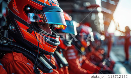 The racing team is working on the pit stop. A...のイラスト素材 [118712152] - PIXTA