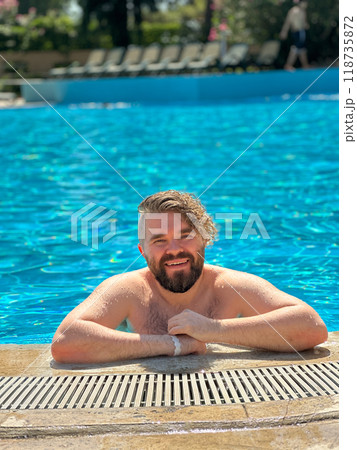 Millennial man enjoying a refreshing day by...の写真素材 [118735872] - PIXTA