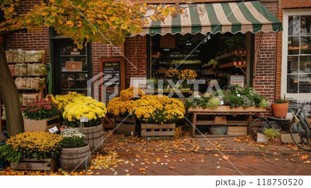 Autumn Harvest Display at a Cozy Corner Marketのイラスト素材 [118750520] - PIXTA