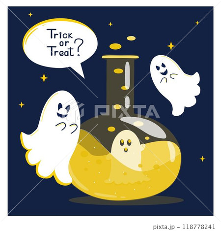 A postcard with funny ghosts scaring another...のイラスト素材 [118778241] - PIXTA