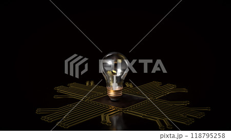The light bulb on gold electronic logic for...のイラスト素材 [118795258] - PIXTA