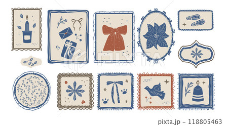 Winter holidays cozy vintage emblems with...のイラスト素材 [118805463] - PIXTA