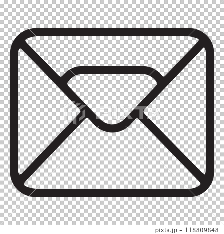 Black Outline Vector Icon of an Email Envelope...のイラスト素材 [118809848 ...