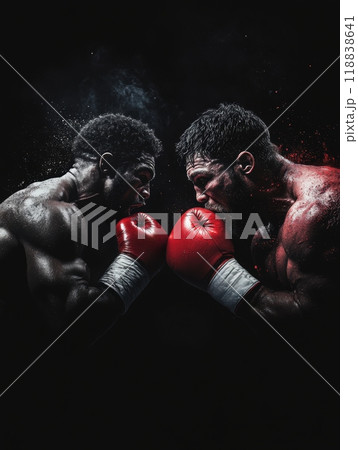 Two fierce men, boxers face-off, ready for...のイラスト素材 [118838641] - PIXTA