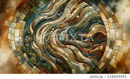 mosaic tile artwork featuring a complex pattern...のイラスト素材 [118844945 ...