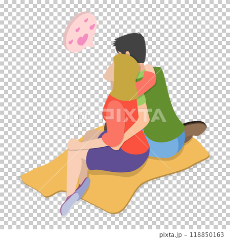 3D Isometric Flat Set of Lovers Couples. Item 6のイラスト素材 [118850163] - PIXTA