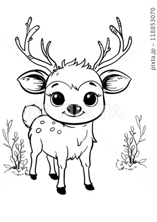 Cartoon illustration of a happy fawn with...のイラスト素材 [118853070] - PIXTA