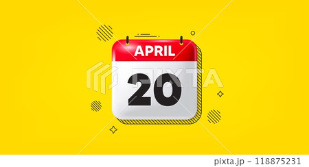 Calendar date of April 3d icon. 20th day of the...のイラスト素材 [118875231 ...