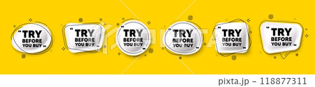 Try before you buy tag. Speech bubble 3d icons...のイラスト素材 [118877311 ...