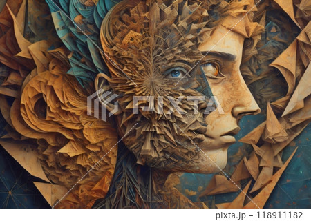 amalgamation of a human face and fractal...のイラスト素材 [118911182] - PIXTA