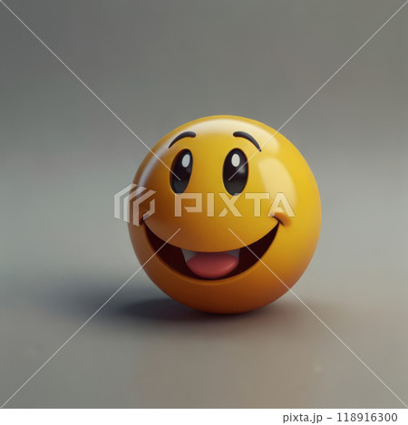 Smiling yellow round smiley face on light...のイラスト素材 [118916300] - PIXTA
