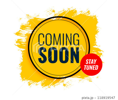 abstract coming soon promo template with yellow...のイラスト素材 [118919547 ...