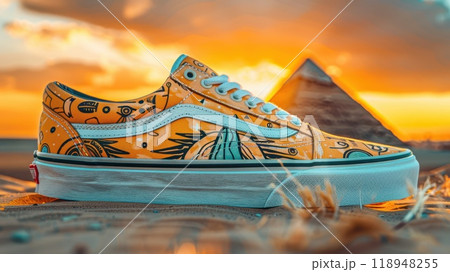 Shoe with designs inspired Egypt Pyramids in...のイラスト素材 [118948255] - PIXTA