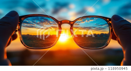 Focused perspective through a pair of...のイラスト素材 [118950945] - PIXTA