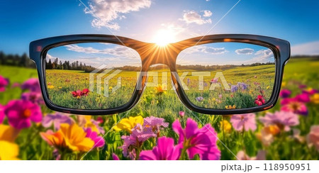 Focused perspective through a pair of...のイラスト素材 [118950951] - PIXTA