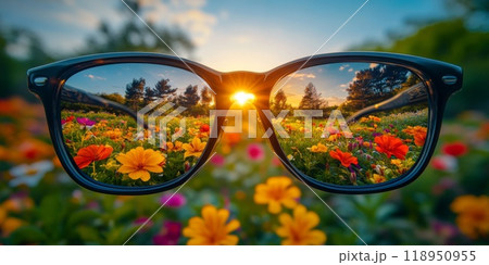 Focused perspective through a pair of...のイラスト素材 [118950955] - PIXTA