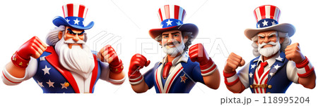 Portrait of the Uncle Sam in Action Pose Ready...のイラスト素材 [118995204 ...