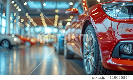 Lineup of bright cars different colors with...のイラスト素材 [119020894] - PIXTA