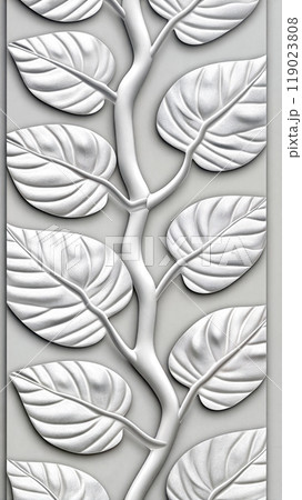 Decorative white leaf patterns on textured...のイラスト素材 [119023808] - PIXTA