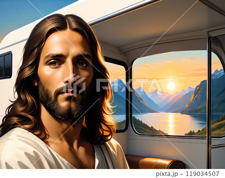 Jesus Christ Camping Adventure Divine RV...のイラスト素材 [119034507] - PIXTA
