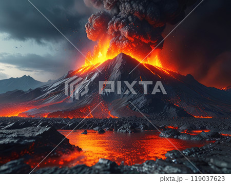 Earthquaking with magma flow.のイラスト素材 [119037623] - PIXTA