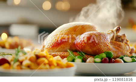 Steaming roasted turkey is beautifully...のイラスト素材 [119081816] - PIXTA